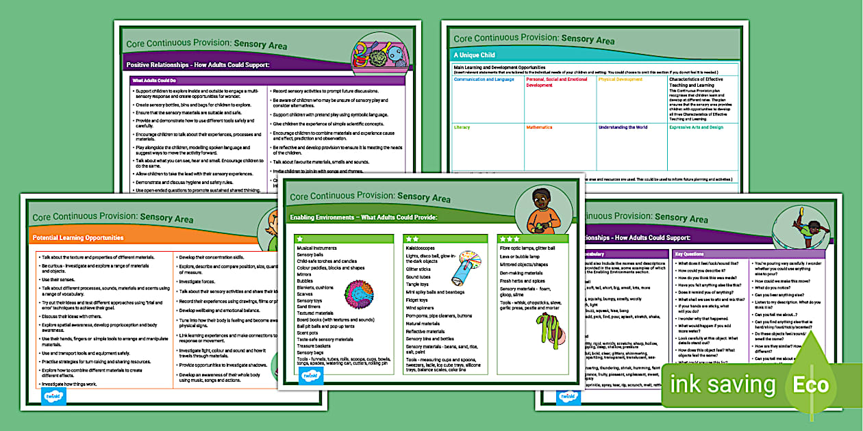 EYFS Sensory Area Core Continuous Provision Poster Ages 3-5