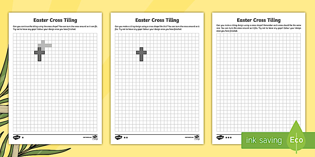Editable Easter Cross Tiling Differentiated Worksheets