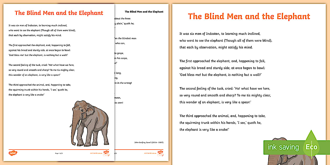 The Blind Men and the Elephant Poem | Twinkl (teacher made)