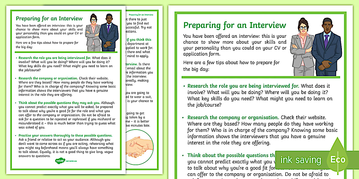 Preparing for an Interview Guide (teacher made) - Twinkl