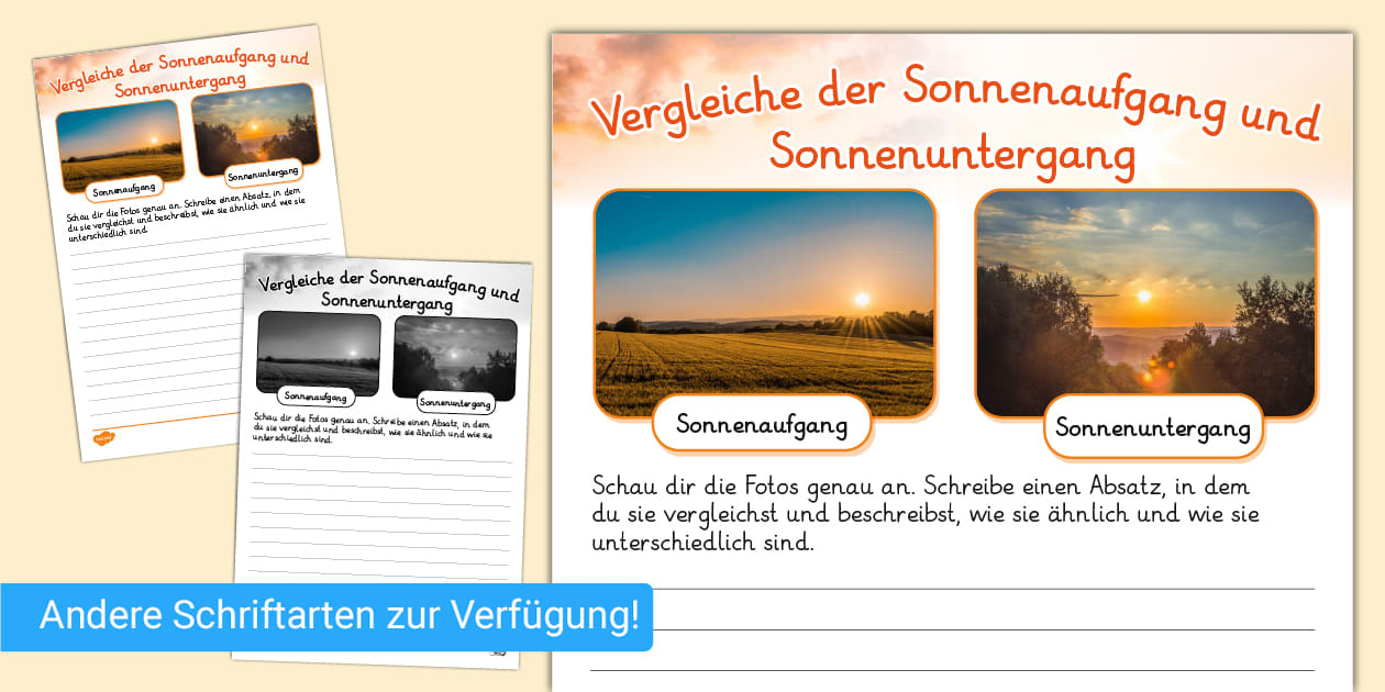 Vergleiche Der Sonnenaufgang und Sonnenuntergang - Twinkl