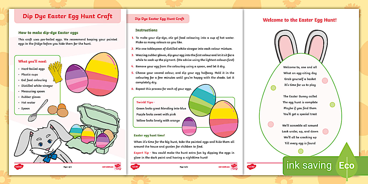 Easter Egg Hunt Craft | Dip Dye Egg Activity (teacher made)