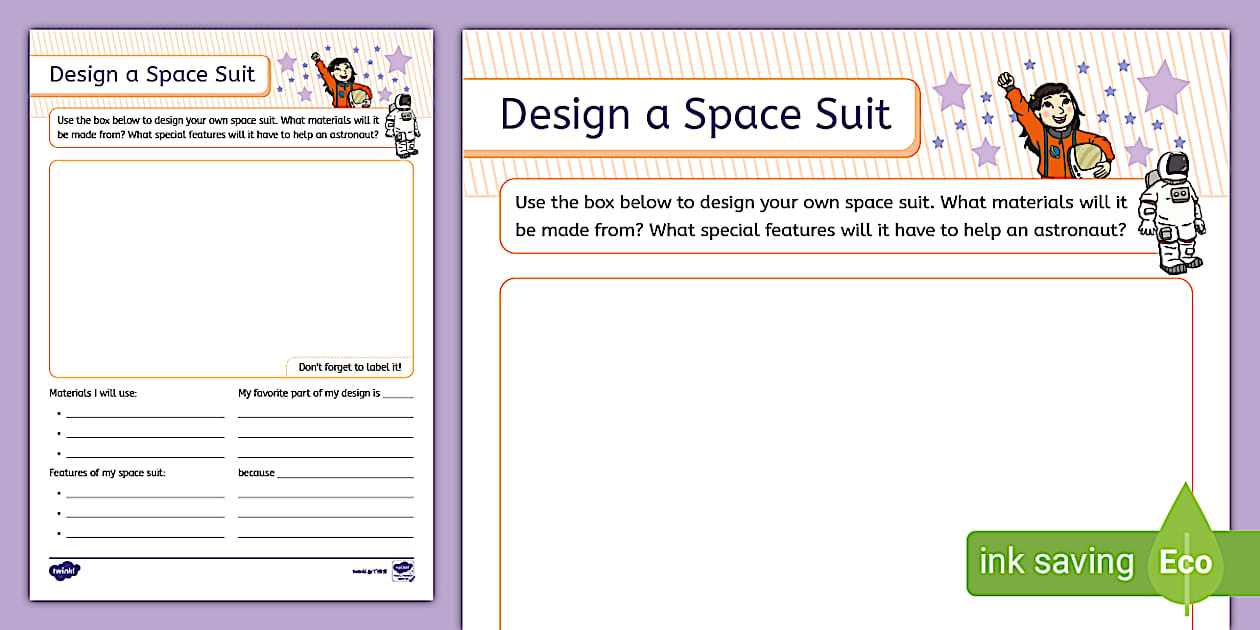 Design a Space Suit Worksheet (teacher made) - Twinkl