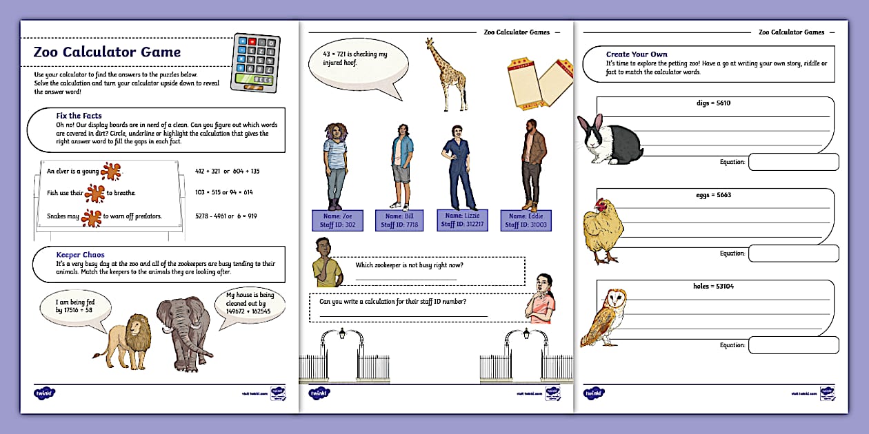 👉 KS2 Calculator Game - Zoo Animals - Maths - Twinkl