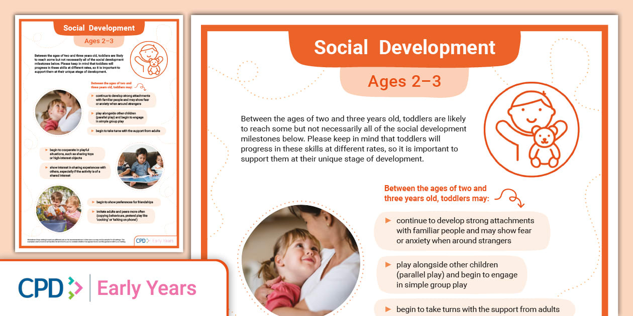 Social Development Milestones Ages 2–3 (Poster) - Twinkl