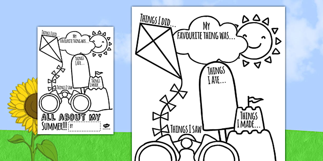 All About My Summer Writing Frame (teacher made) - Twinkl