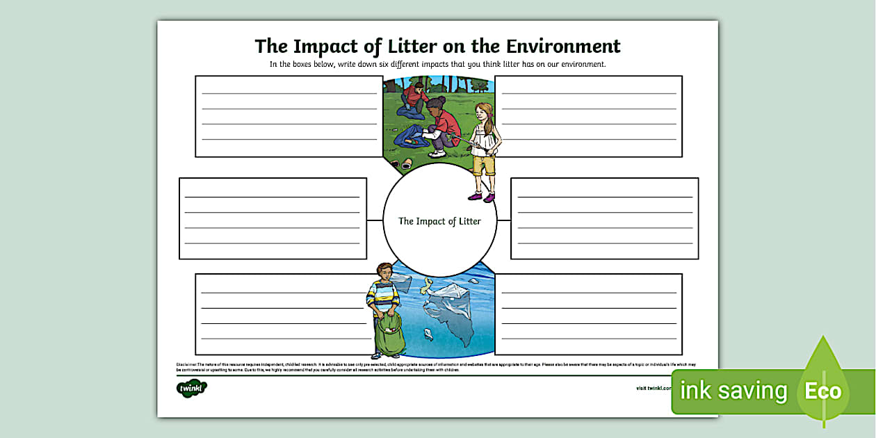 Impact of Litter on Our Environment Mind Map - Geography