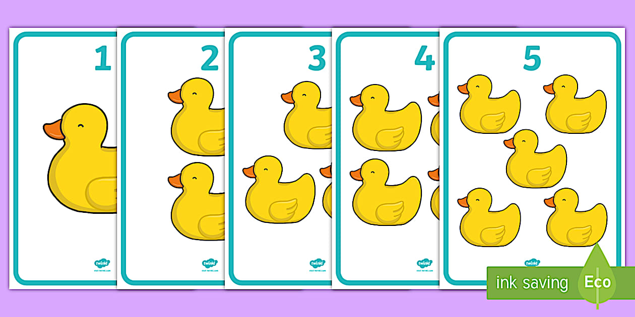 Dyslexic Five Little Ducks Counting Display Posters - Twinkl