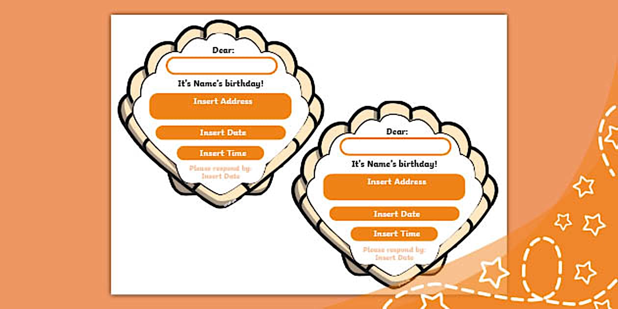 Shell Party Invitations (teacher made) - Twinkl