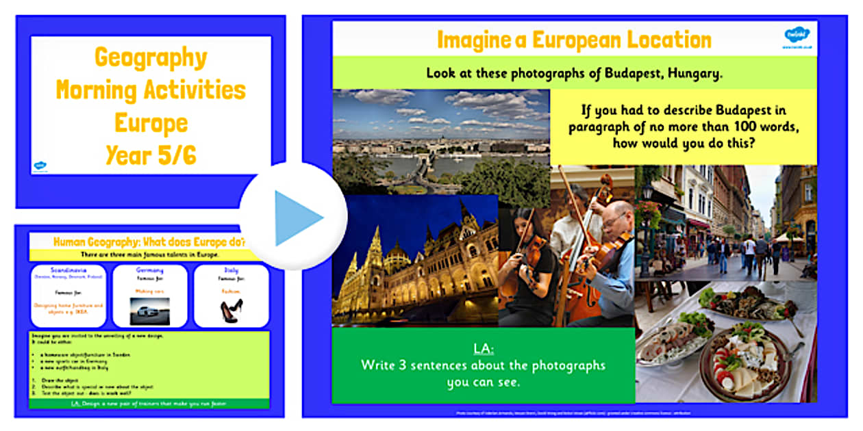 Year 5 6 Europe Geography Morning Activities PowerPoint - ks2