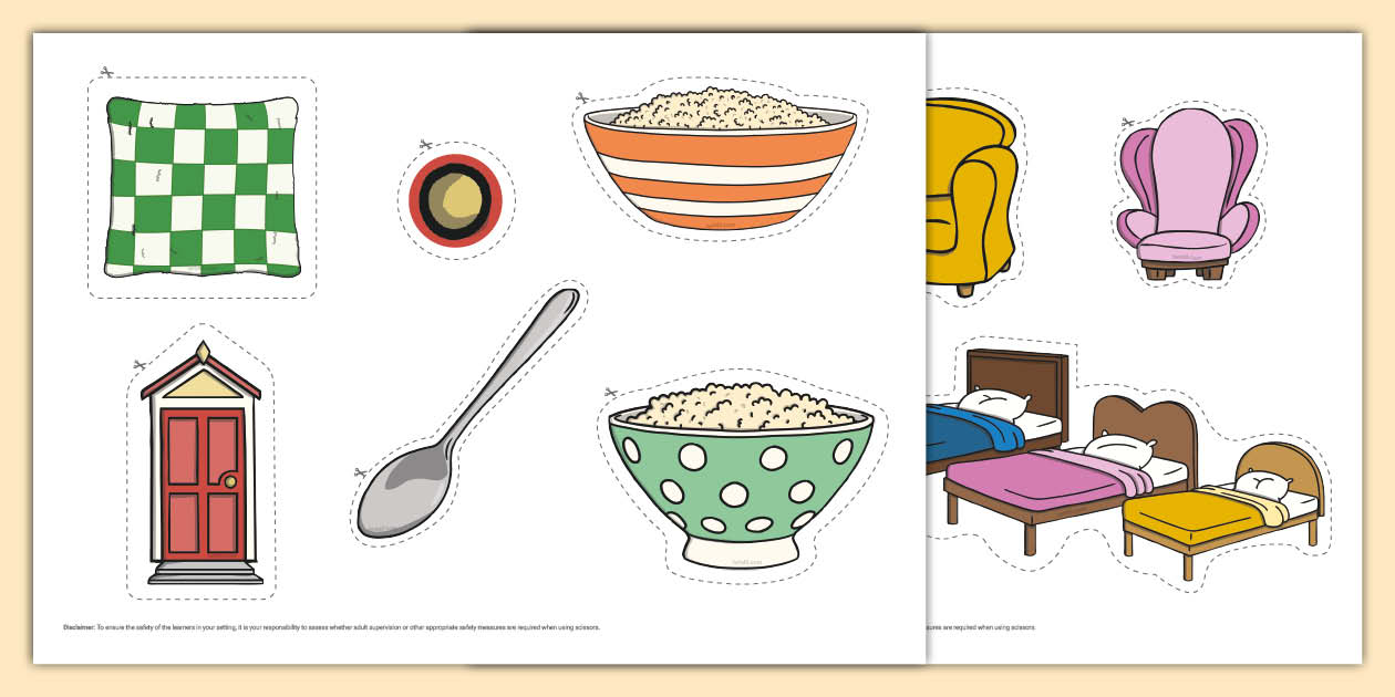 Goldilocks Props Cut-Outs (teacher made) - Twinkl