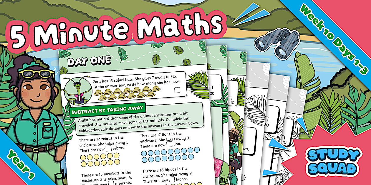 👉 Study Squad 5 Minute Maths Year 1 Spring - Week 10 Days 1-3