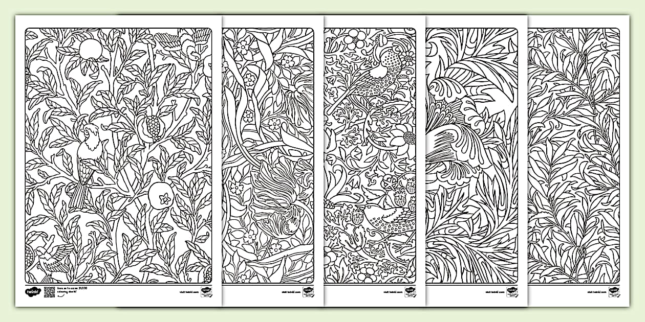 William Morris Themed Colour Pattern to Print | Art | Twinkl