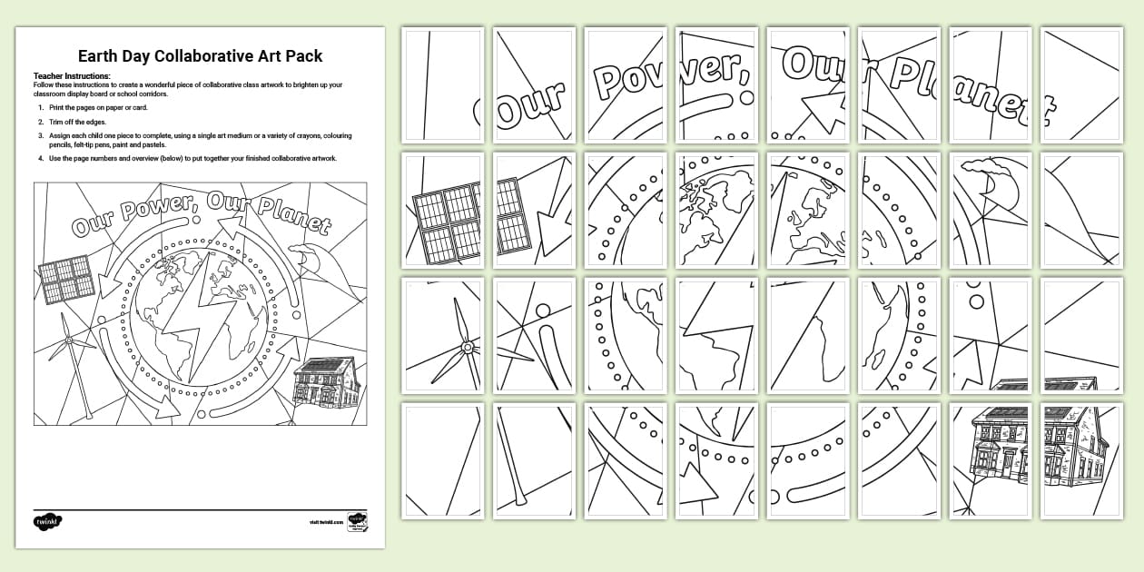 Earth Day Collaborative Art Pack (teacher made) - Twinkl