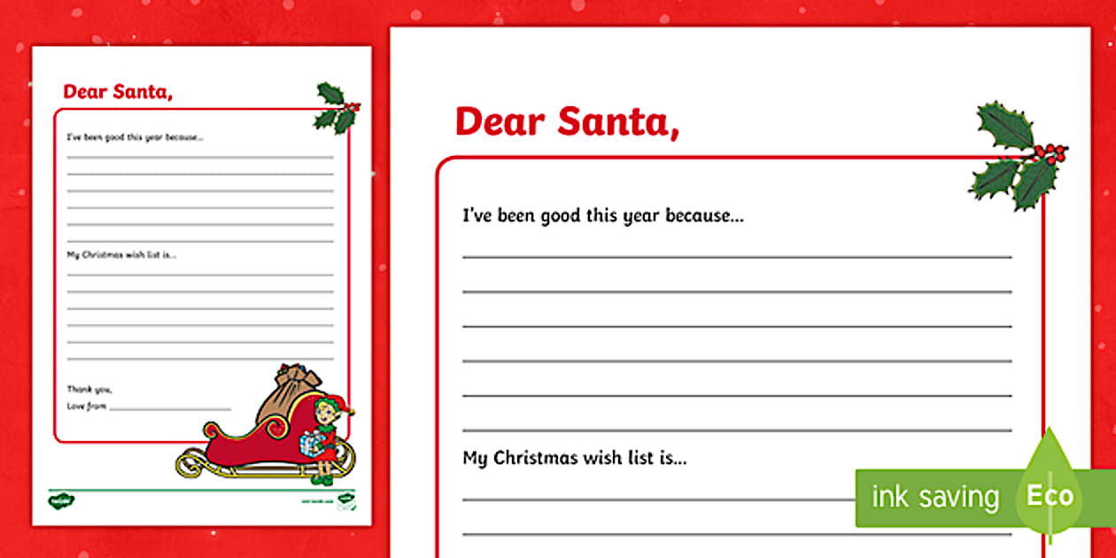 Editable My Christmas Wish Letter to Santa Writing Template