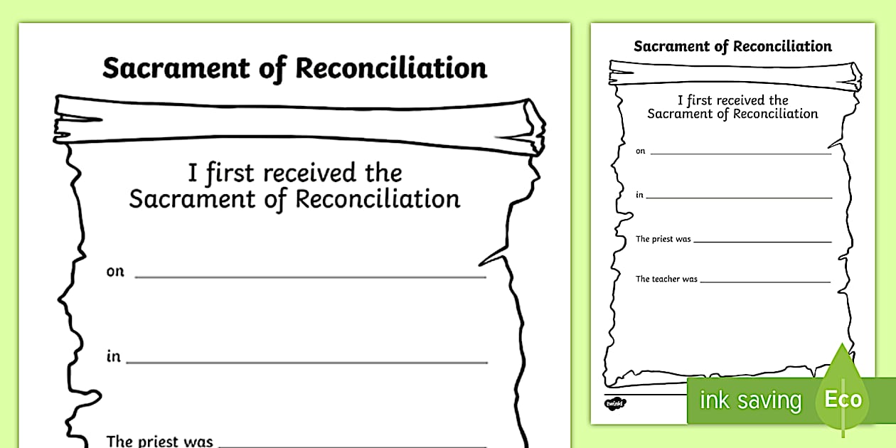 Sacrament of Reconciliation Certificate - Twinkl