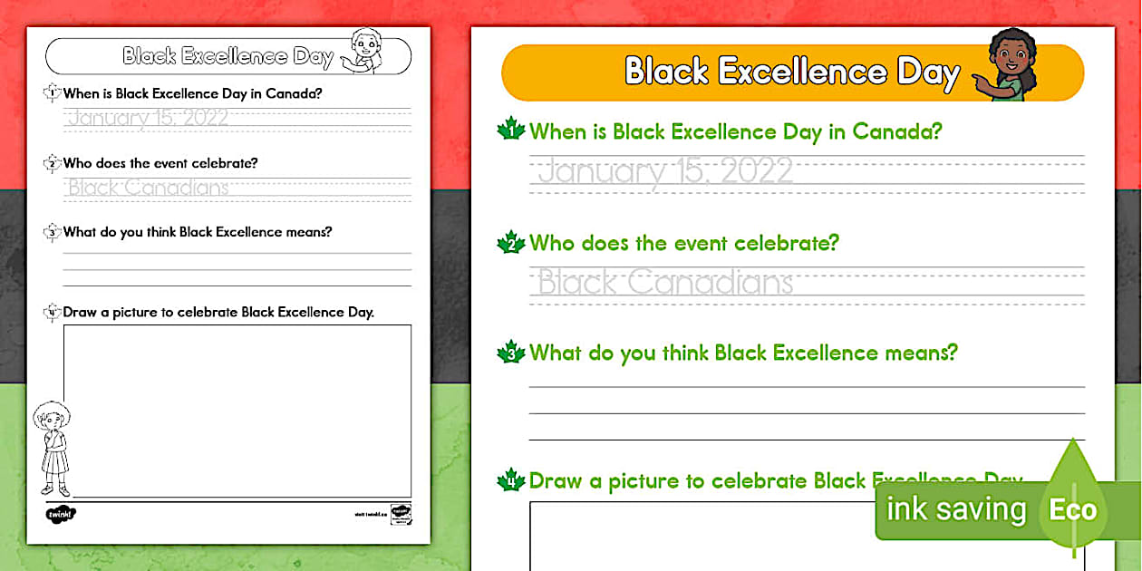 Black Excellence Day Writing and Drawing Primary Activity