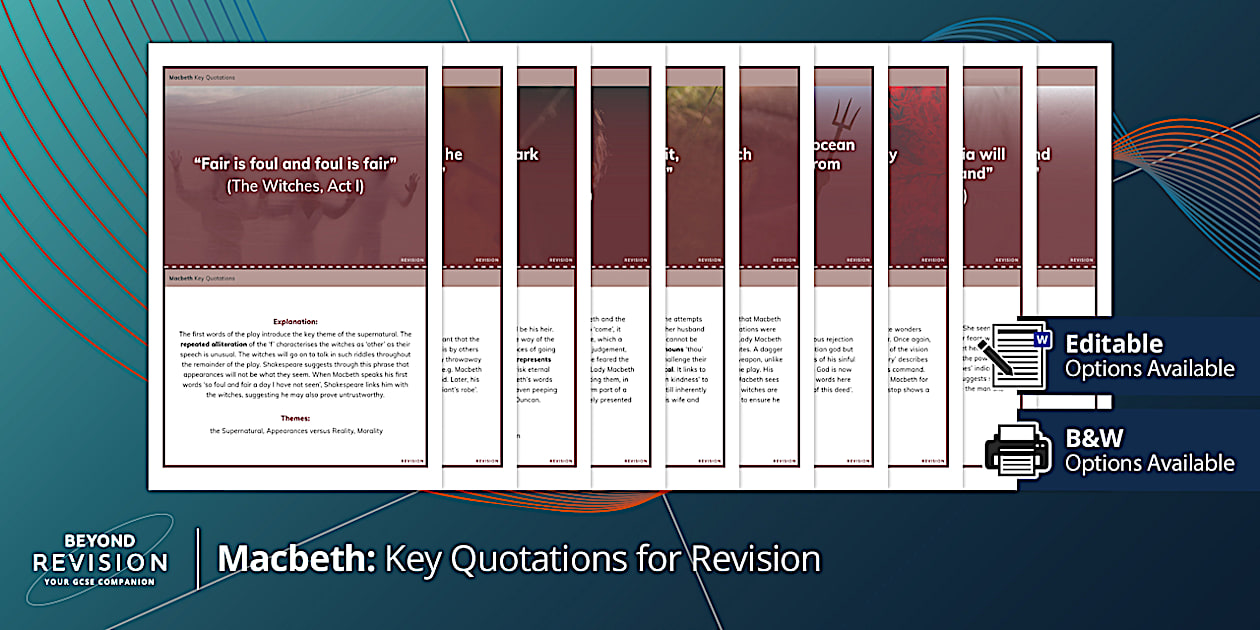 Macbeth: Key Quotations for Revision (teacher made) - Twinkl