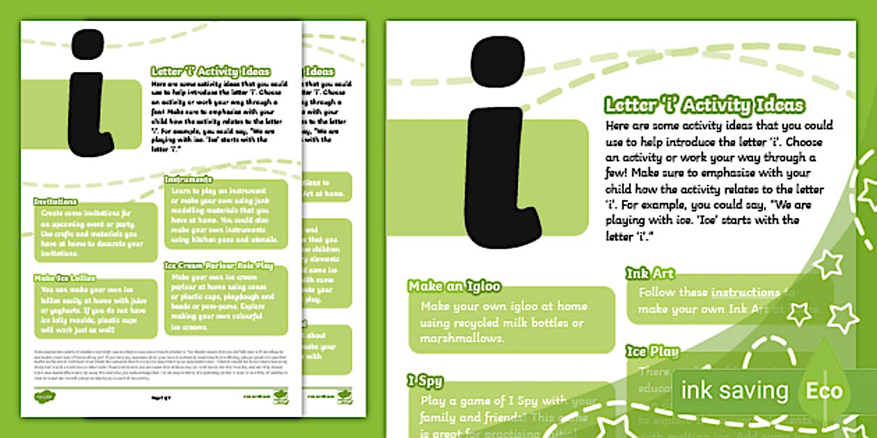 Letter 'i' Activity Ideas (teacher made) - Twinkl
