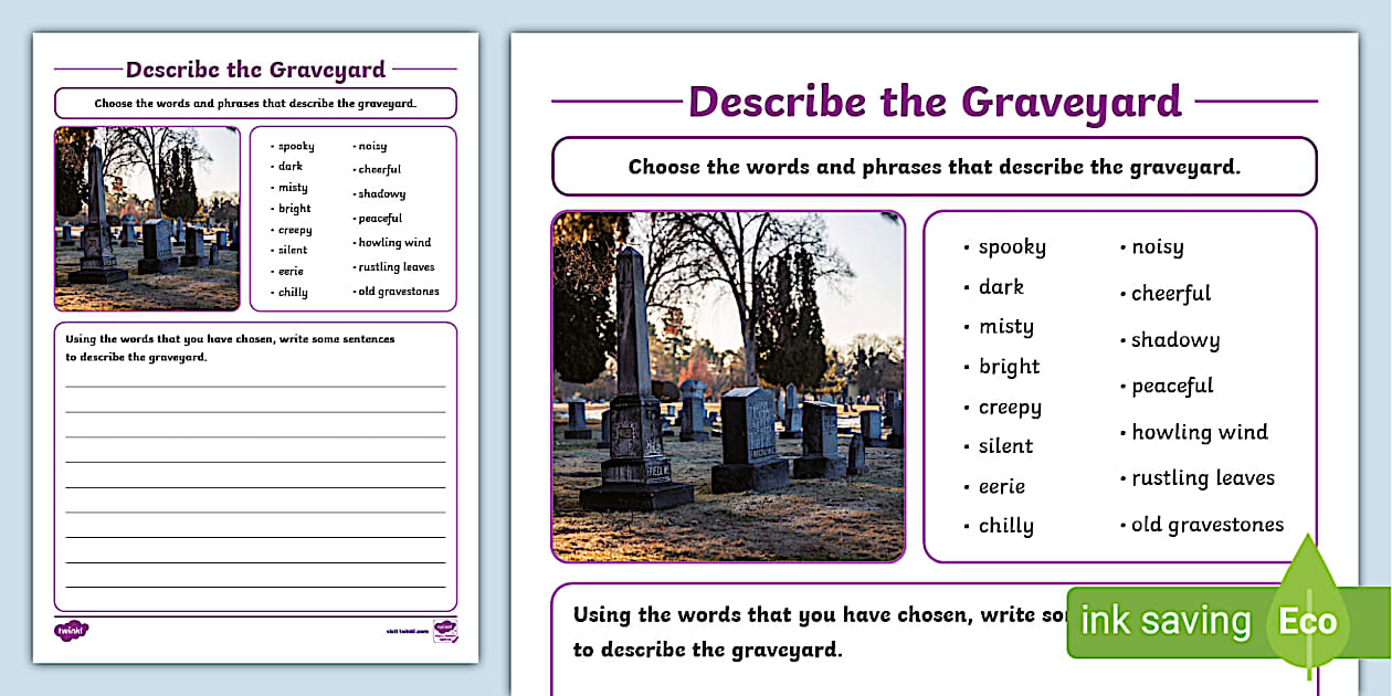 Editable Describe the Graveyard Writing Activity - Twinkl