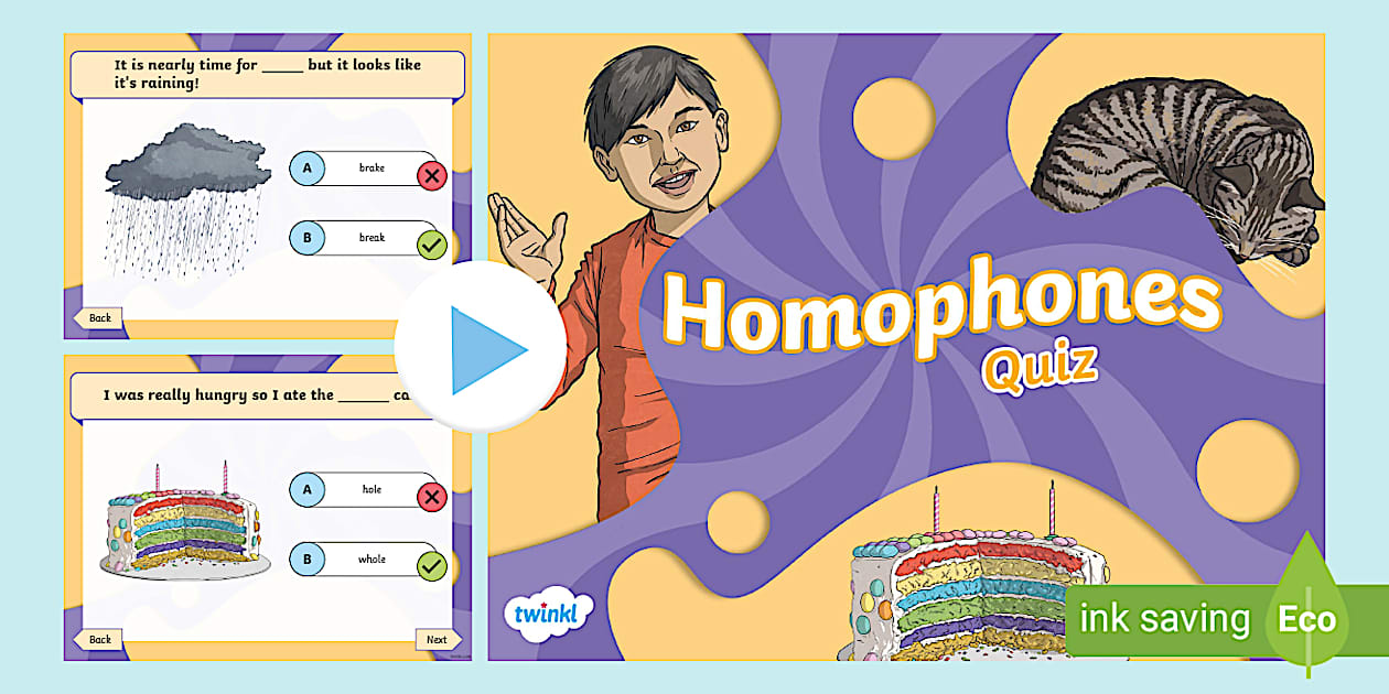 Homophones PowerPoint Quiz (Teacher-Made) - Twinkl