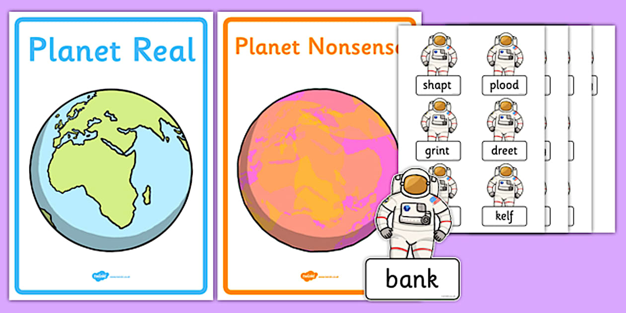 Editable Phase 4 Space Real and Nonsense Words Sorting Worksheet