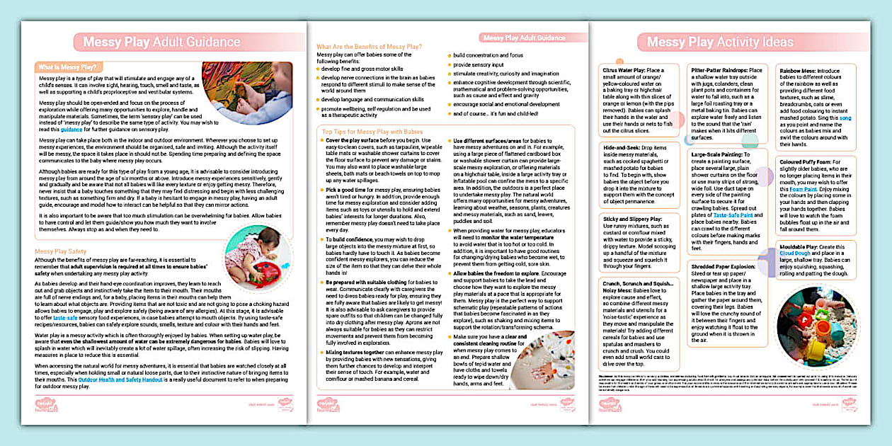 Baby Room Activities: Messy Play Adult Guidance and Ideas