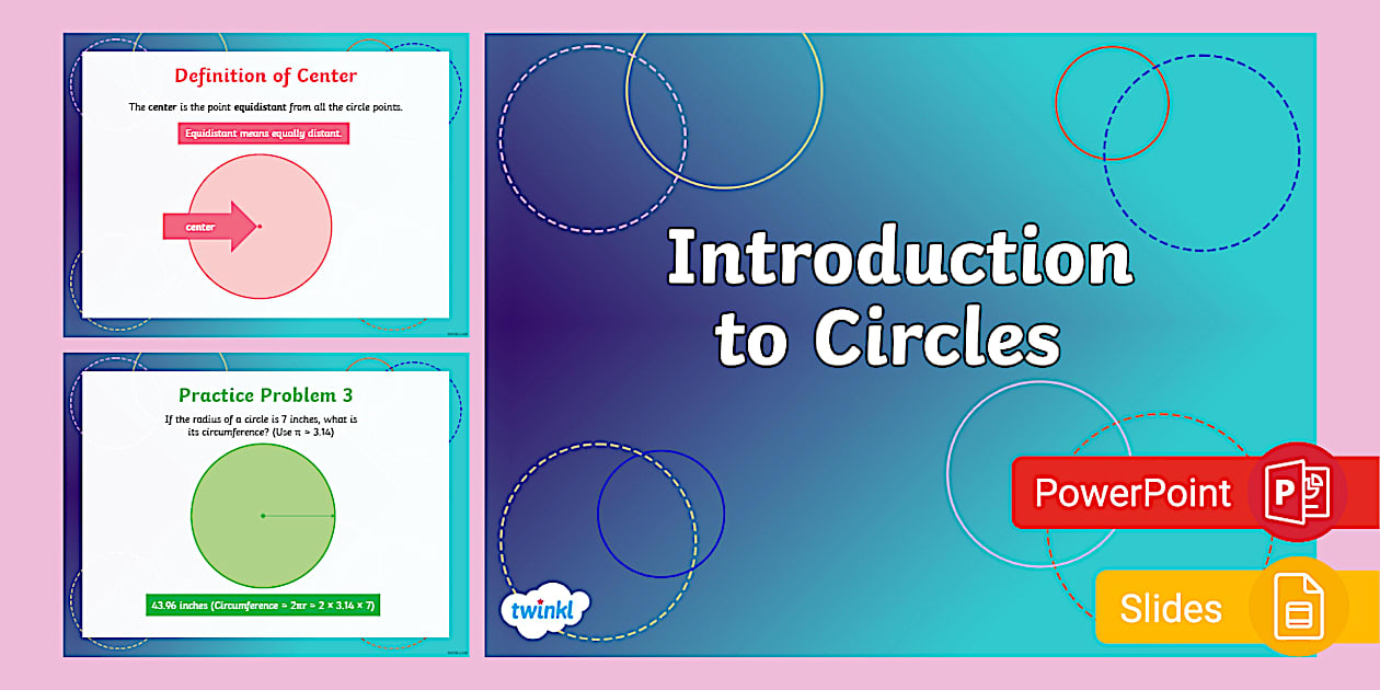 Fourth Grade Intro to Circles PowerPoint & Google Slides