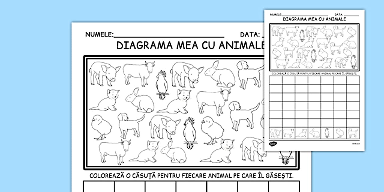 Diagrama mea cu animale - Fișă de lucru - Twinkl