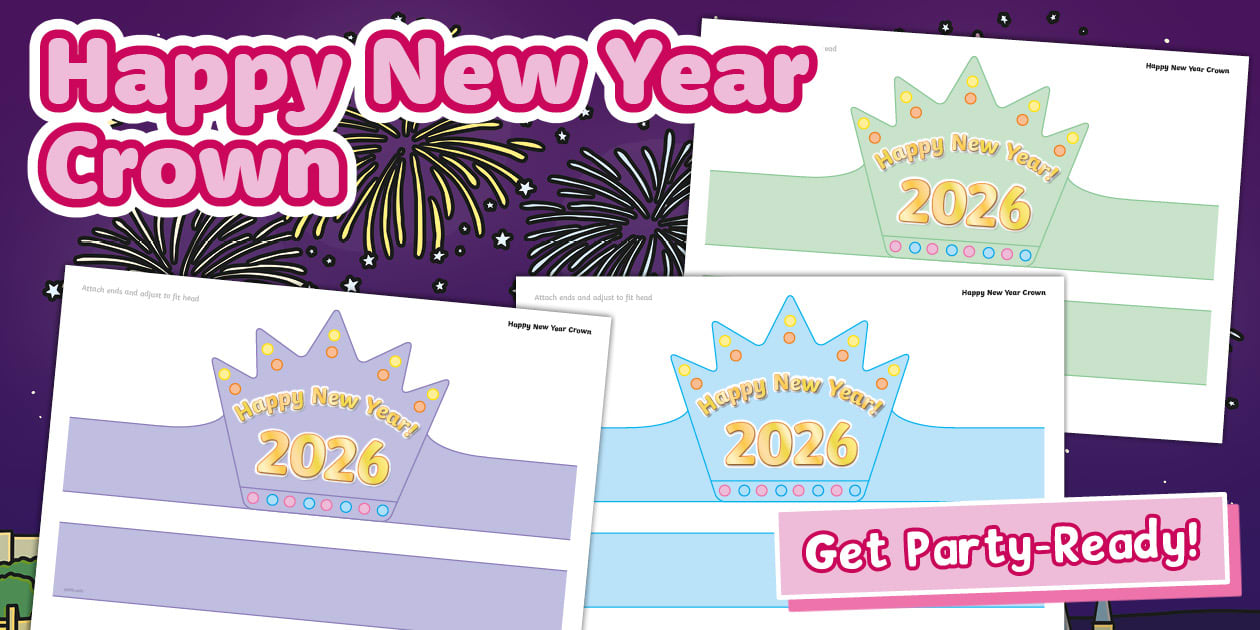 Happy New Year Crown - Twinkl