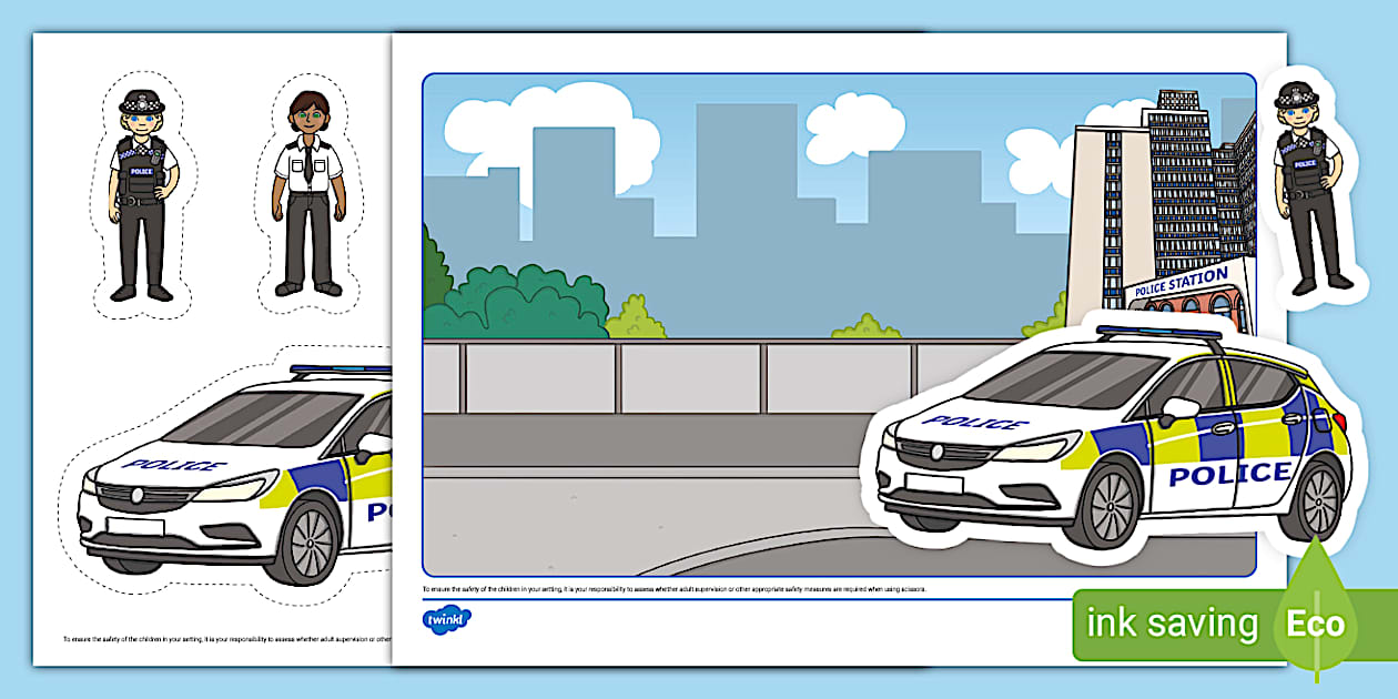 Police Cut and Stick Scene (teacher made) - Twinkl