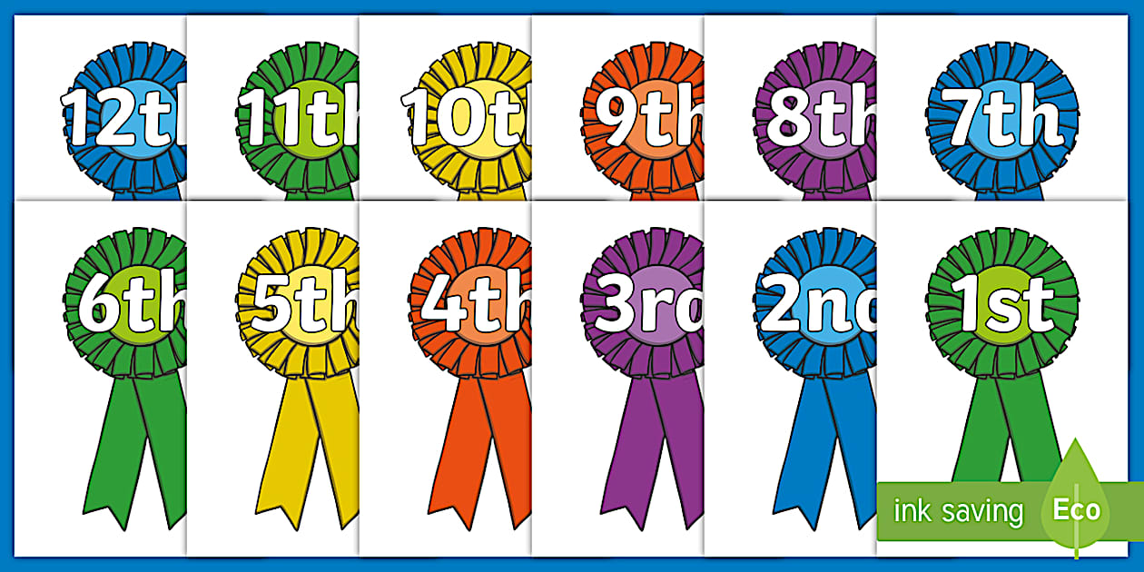 Black and White Ordinal Number Posters (Rosettes) - Twinkl