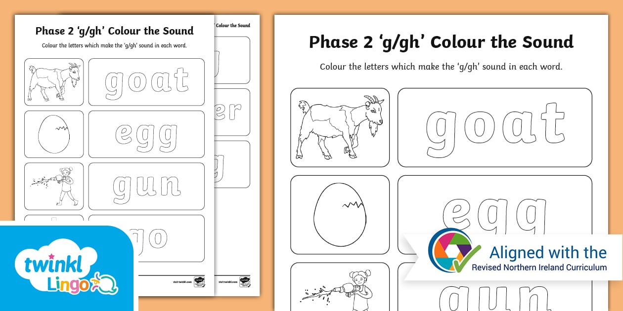 Linguistic Phonics Phase 2 'g/gh' - Colour the Sound