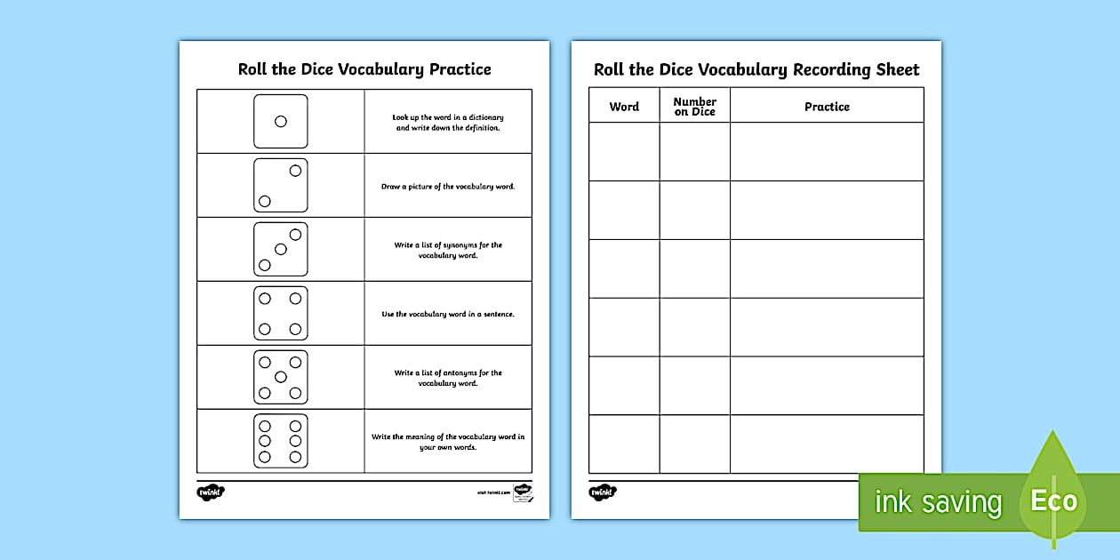 Tier 2 Vocabulary Roll the Dice Activity - Twinkl