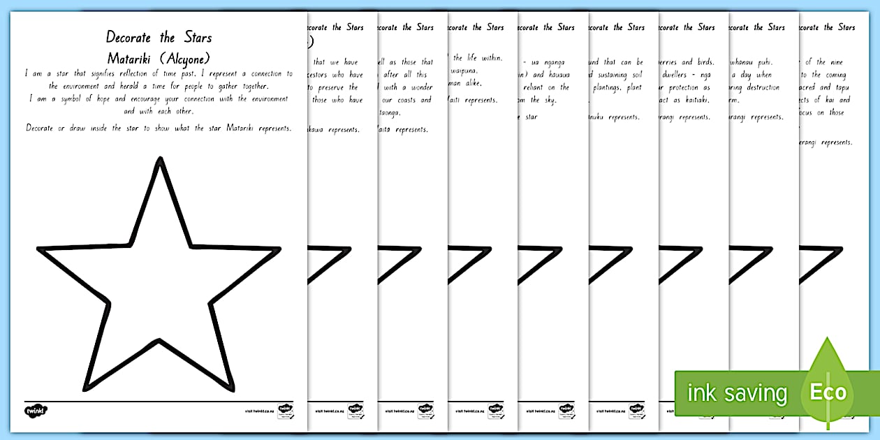 Decorate the Nine Stars Worksheets (teacher made) - Twinkl