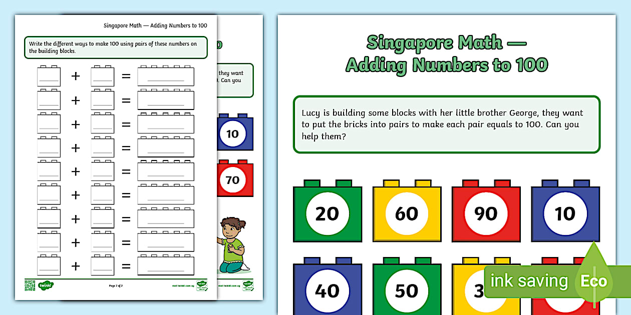 Singapore Math -- Adding Numbers to 100 - Twinkl