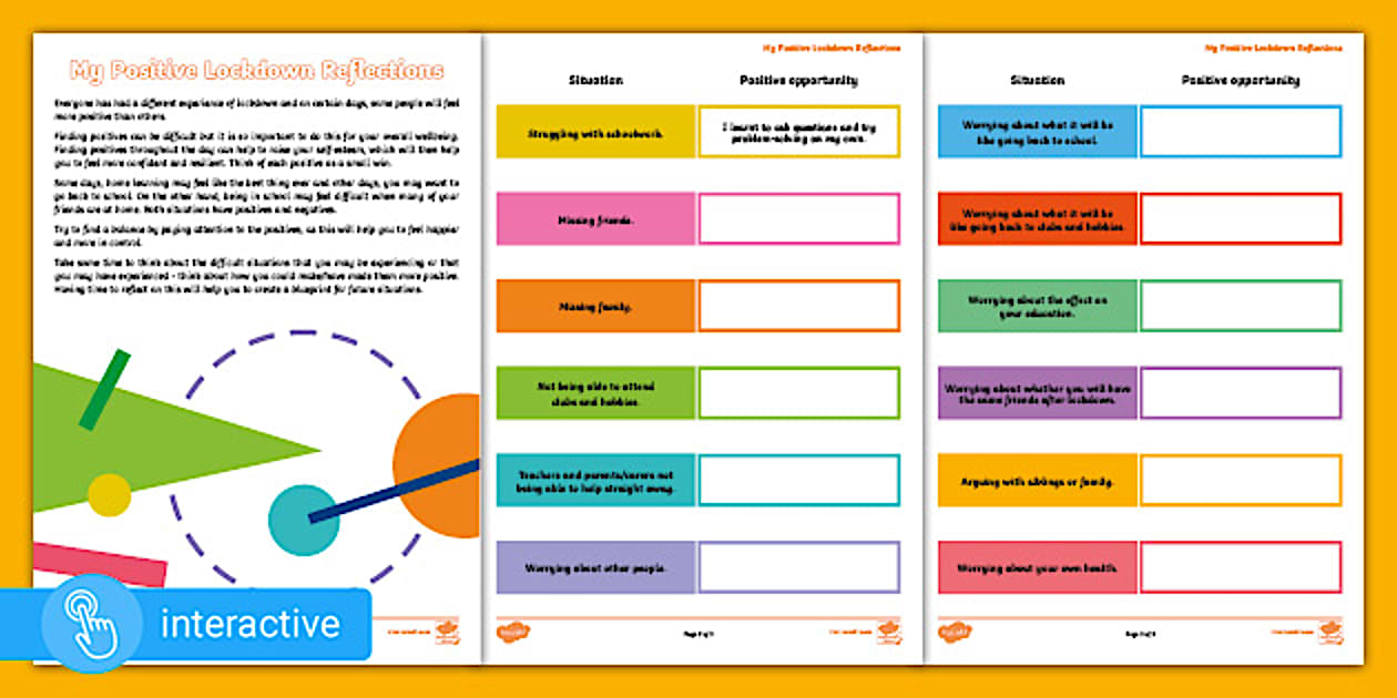 Interactive PDF: My Positive Lockdown Reflections - Twinkl