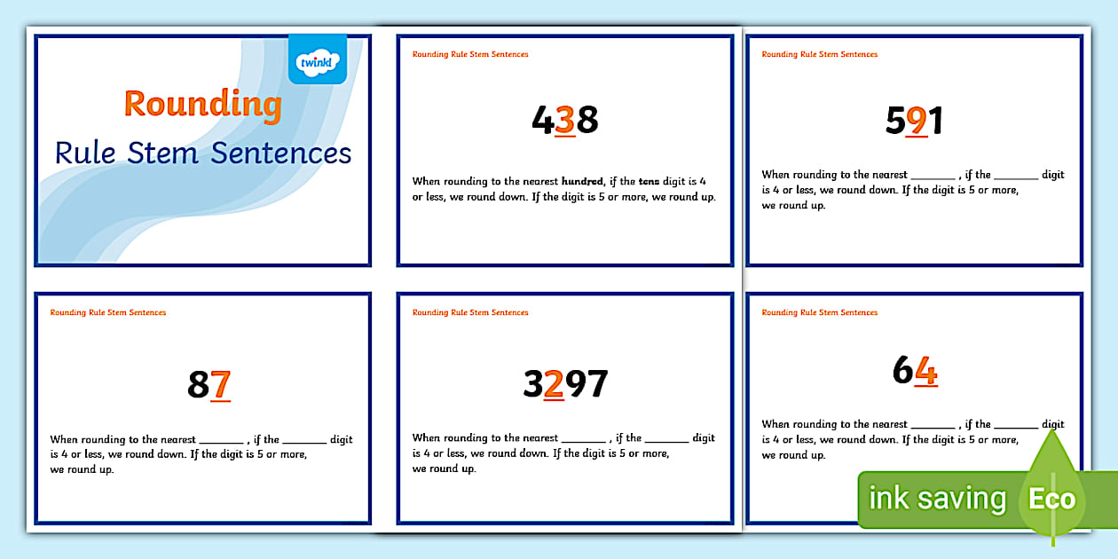 👉 Rounding Rule Stem Sentence Prompt Activity Cards - Twinkl