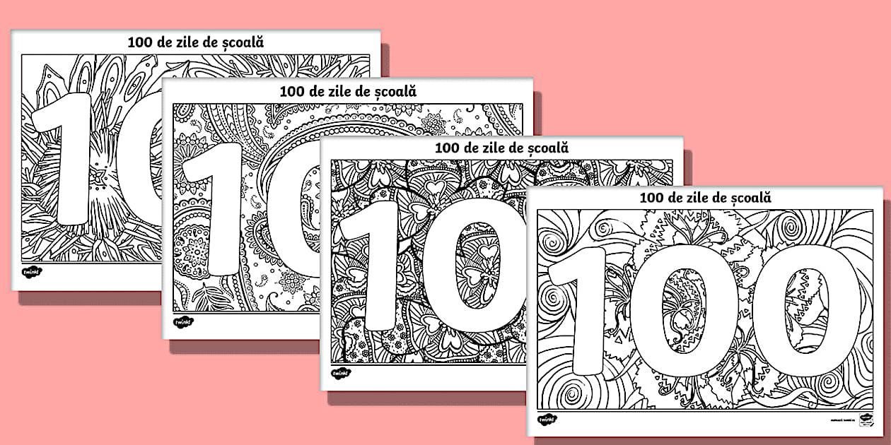 100 de zile de școală – Desene de colorat mindfulness