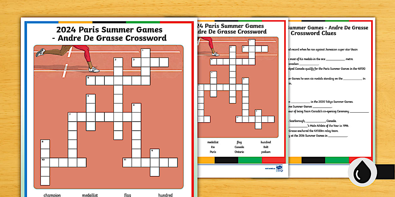Paris Summer Games 2024 - Andre De Grasse Crossword - Twinkl