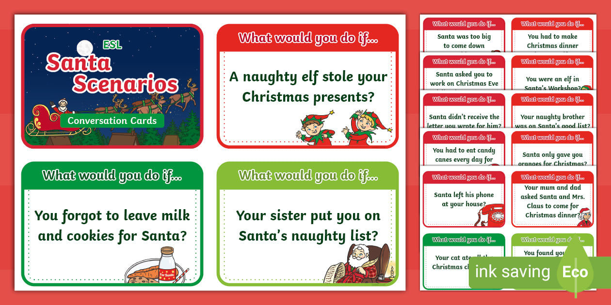 ESL Santa's Scenarios Conversation Cards (teacher made)