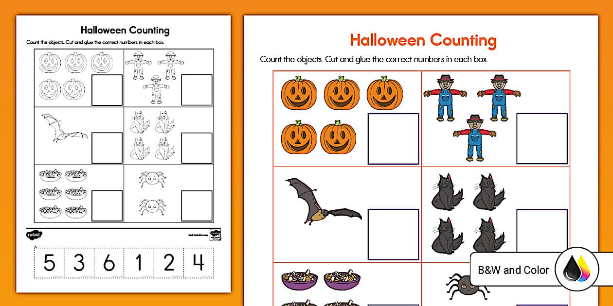 Halloween Counting Cut and Paste Worksheet (teacher made)