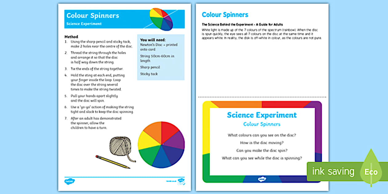 Colour Spinner Science Experiment and Prompt Card Pack