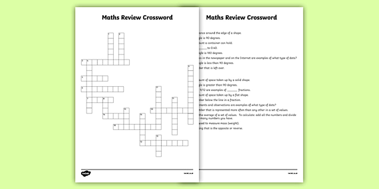 Maths Crossword Classroom Resources Twinkl Resources