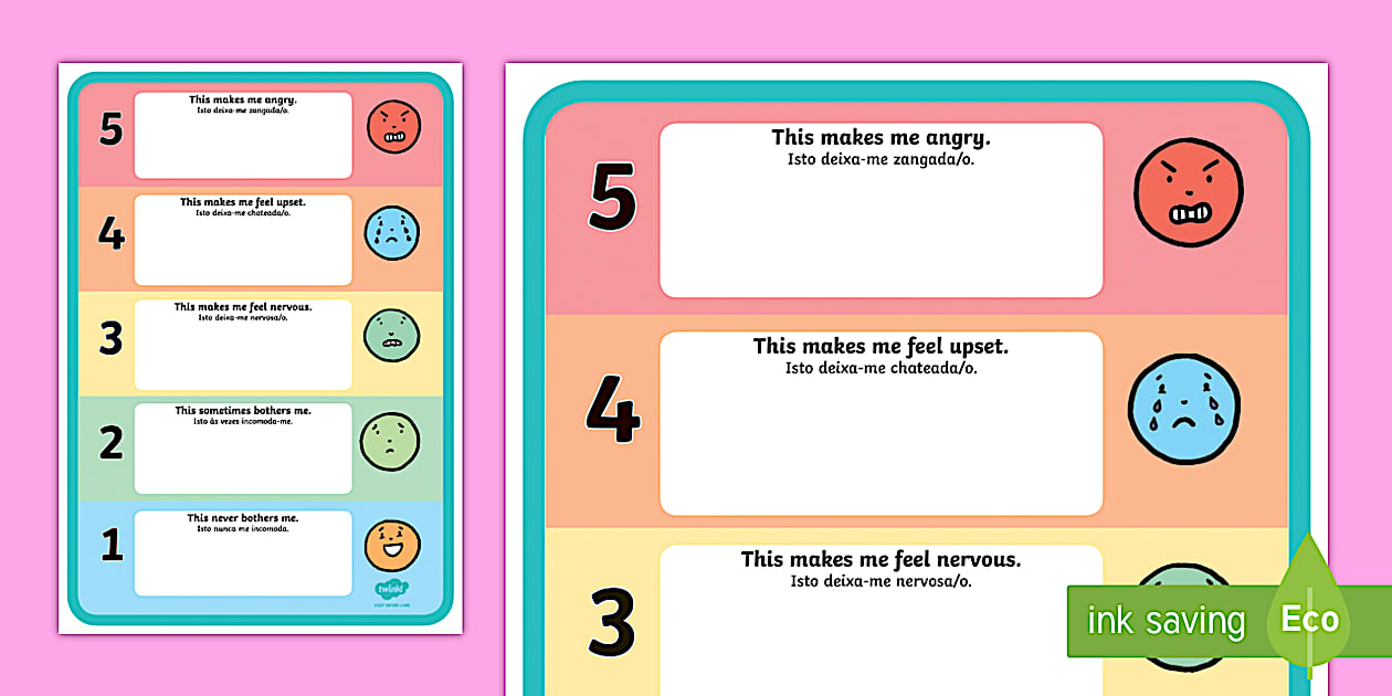 Feelings Trigger Chart English/Portuguese - Twinkl