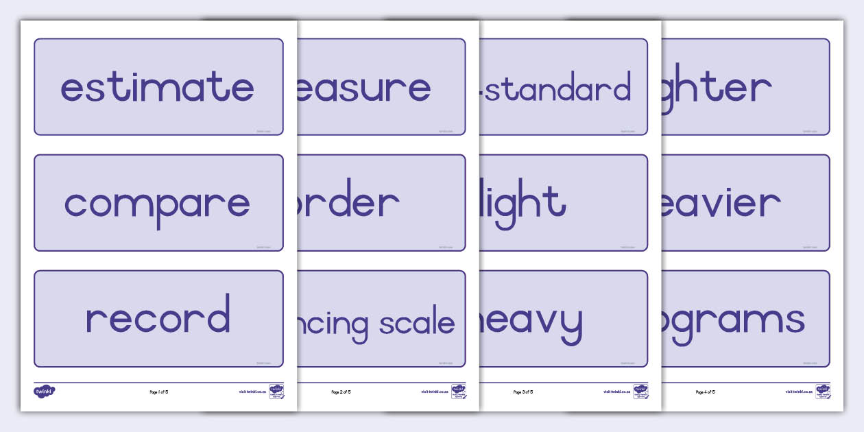 Grade 2 Maths: Mass: Word Cards (teacher made) - Twinkl