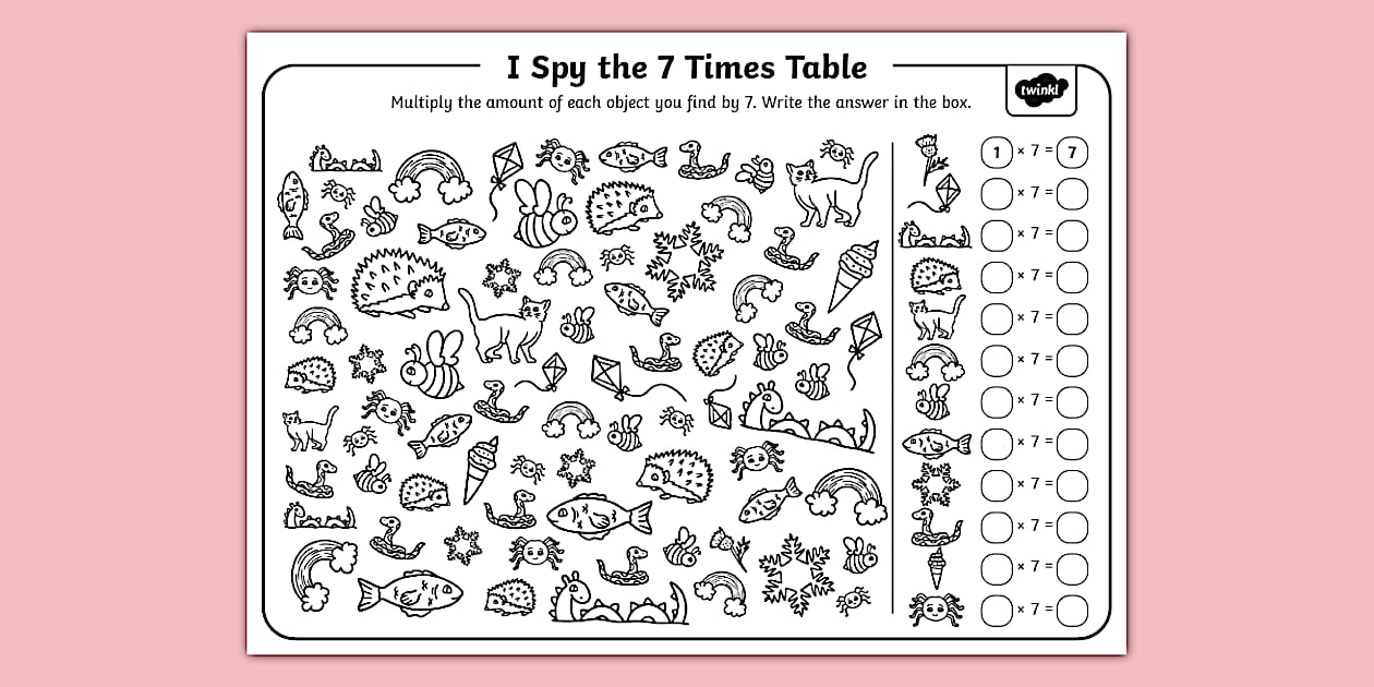 I Spy the 7 Times Tables Activity Sheet (Lehrer gemacht)