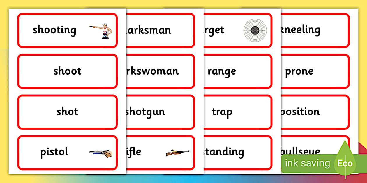 Editable Sport Shooting Word Cards (teacher made) - Twinkl