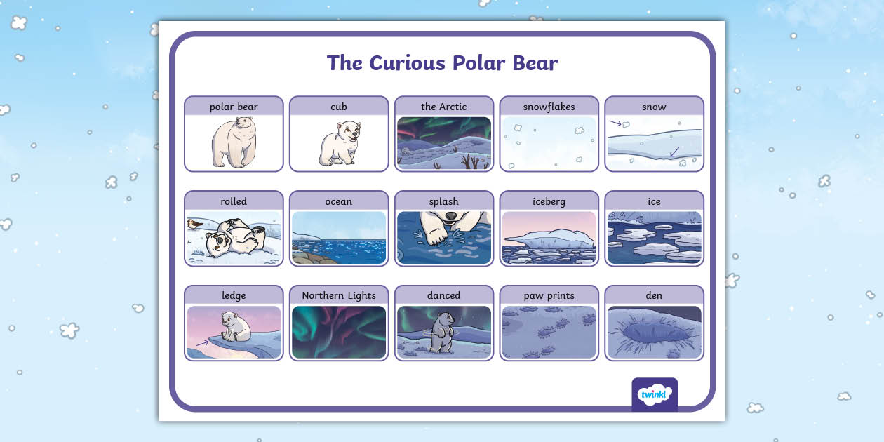 The Curious Polar Bear Word Mat (teacher made) - Twinkl