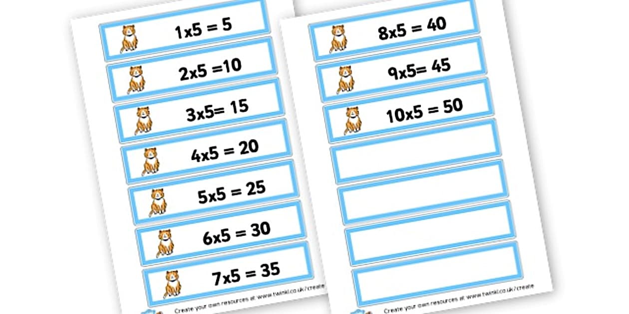Cats 5 Times Tables Cards - Twinkl